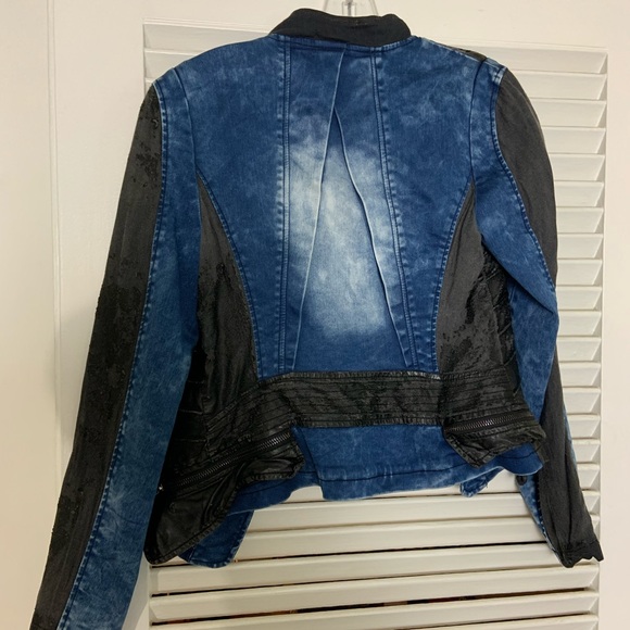 lizette | Jackets & Coats | Sm Lizette Washed Denim Distressed Leather ...